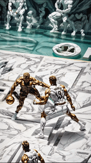 Magic Hour | White and Gold Marble Statue - Video-to-Video Template
