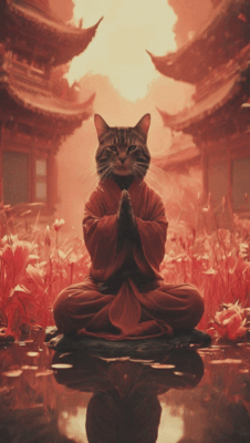 Magic Hour | Cat Monk Praying - Animation Template