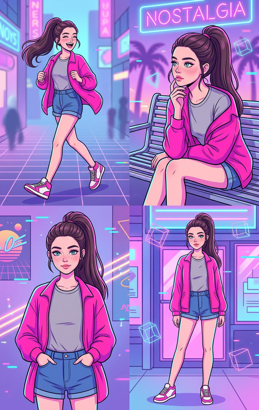Magic Hour | Vaporwave Street Grid – Neon Mood - AI Image Editor Template