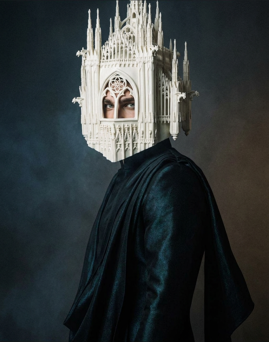 Magic Hour | Gothic Cathedral Mask Editorial - AI Image Editor Template